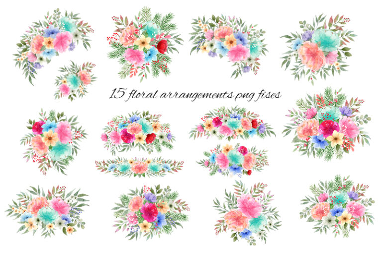Watercolor floral design in pastel colors. Flowers and flower ...