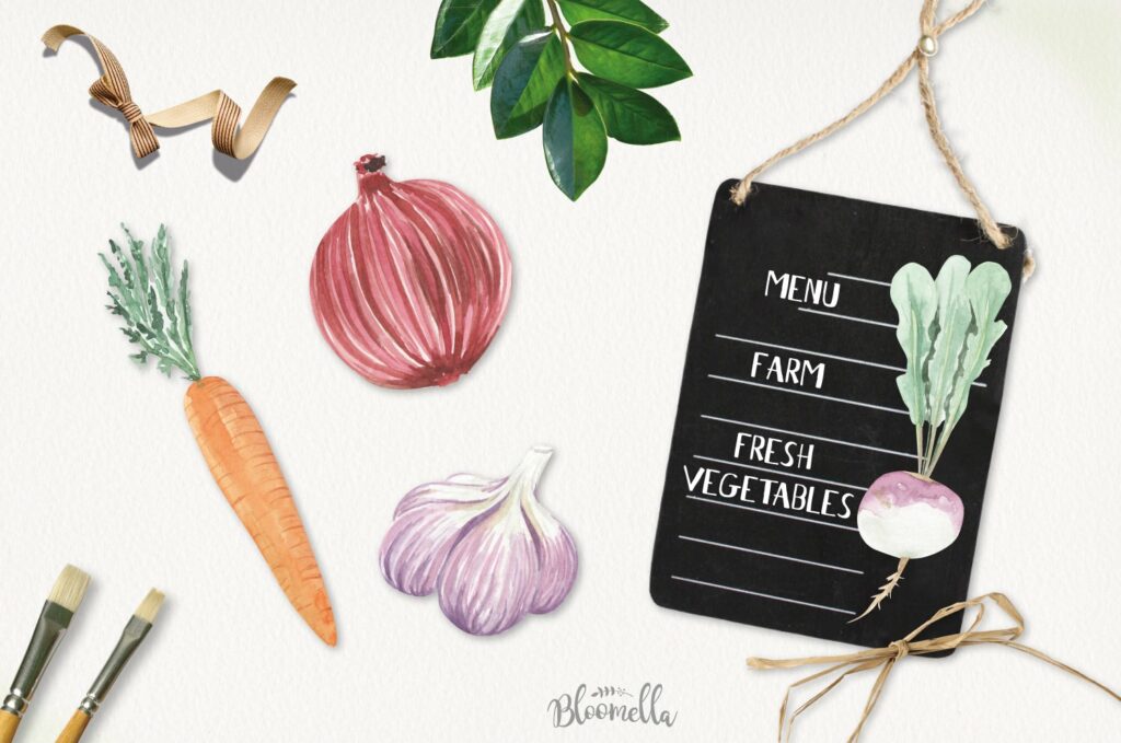 Vegetable Garden Watercolor Elements Hand-Painted Veg – MasterBundles