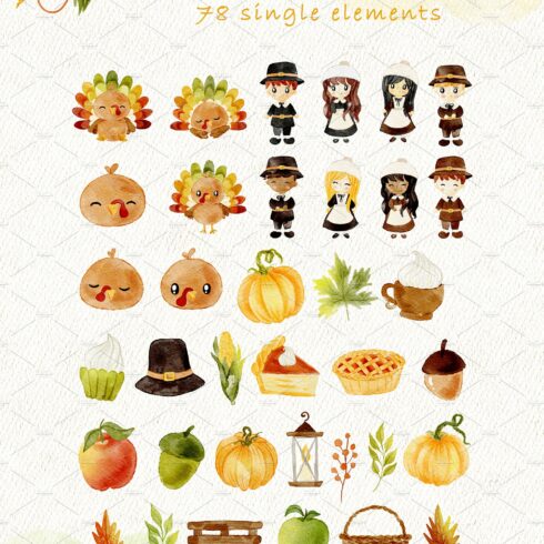 Autumn Thanksgiving Clipart | Master Bundles