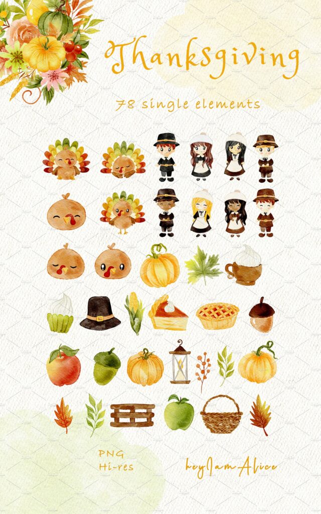 Autumn Thanksgiving Clipart – MasterBundles