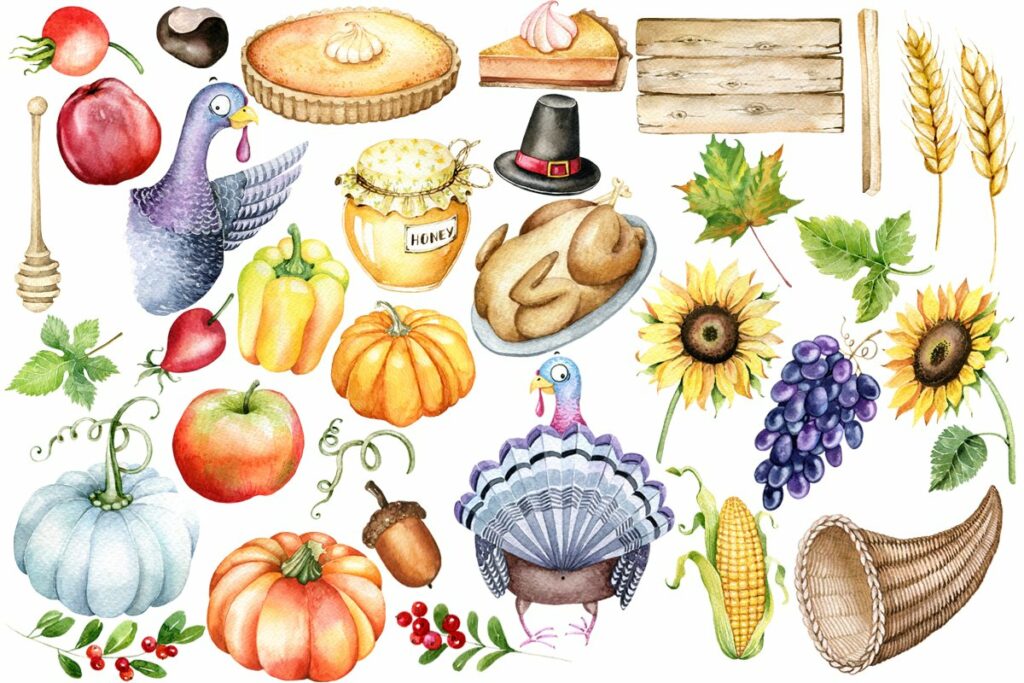 Thanksgiving Day Watercolor Clipart – MasterBundles