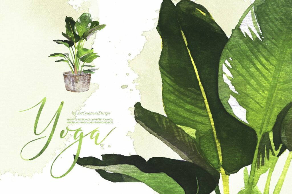 Watercolor Yoga Clipart Set – MasterBundles