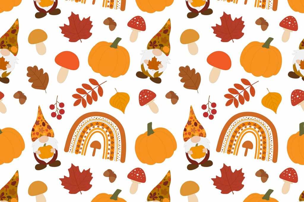 Gnomes Pattern. Fall Gnomes Pattern. – MasterBundles