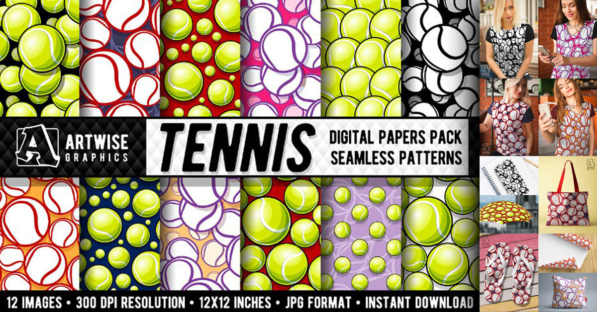 Tennis Balls Seamless Pattern Digital Paper Graphics – MasterBundles