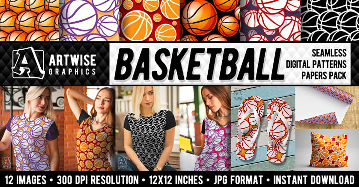 Basketball Digital Paper Seamless Pattern Graphics – MasterBundles