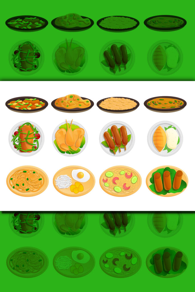 Thai Food Icons Set, Cartoon Style – MasterBundles