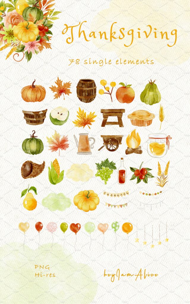 Autumn Thanksgiving Clipart – MasterBundles