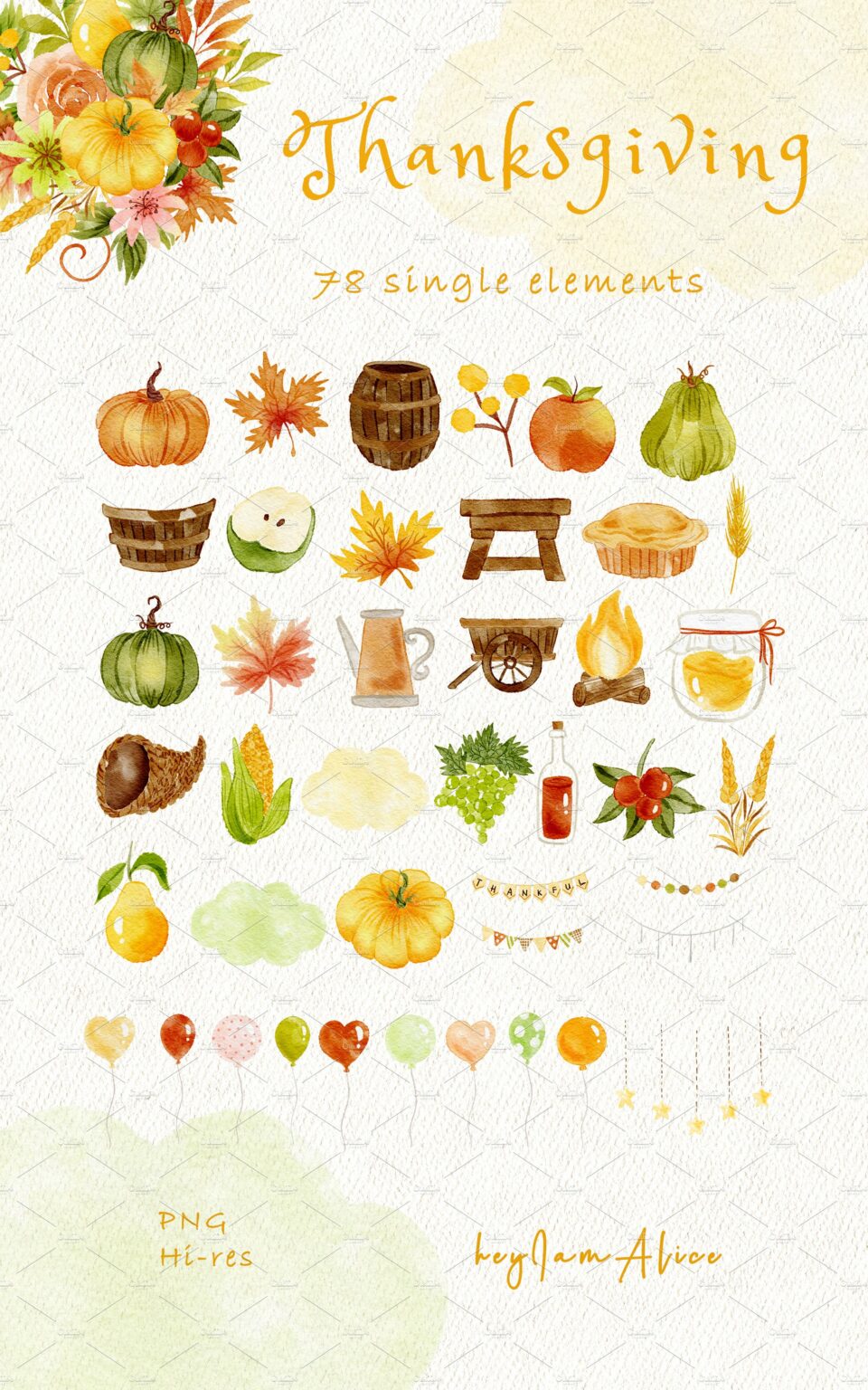 Autumn Thanksgiving Clipart – MasterBundles