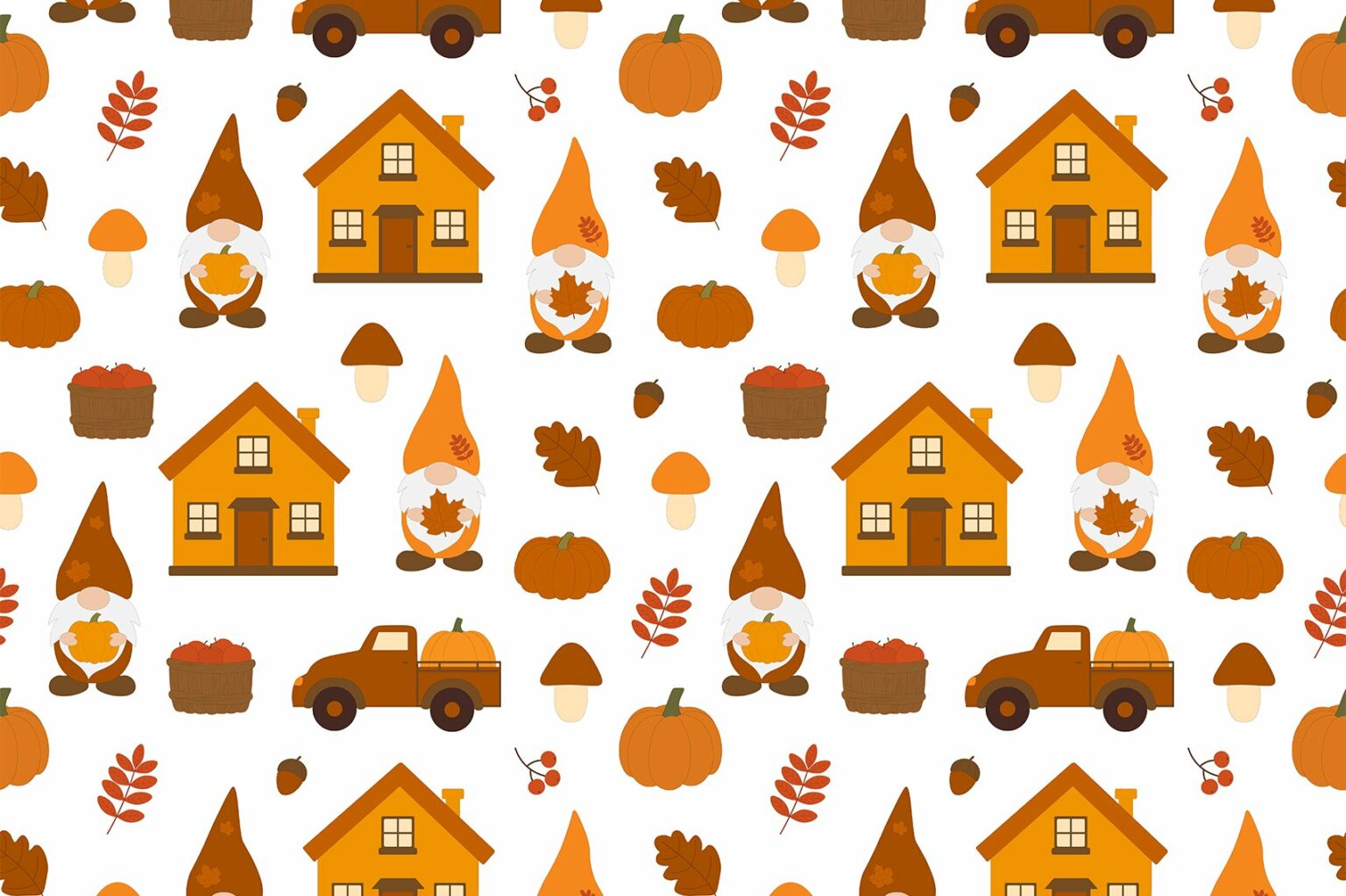 Gnomes Pattern. Fall Gnomes Pattern. – MasterBundles