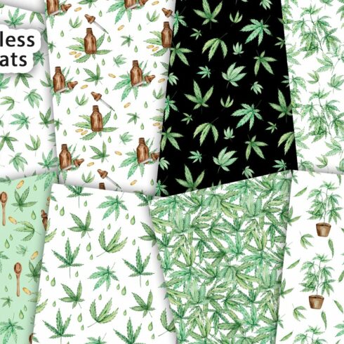 Cannabis Watercolor Digital Paper | Master Bundles