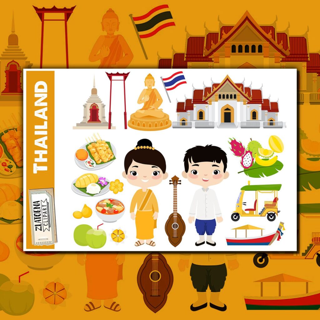 Thailand Clipart Travel Southeast Asia Flag Buddha Culture – MasterBundles