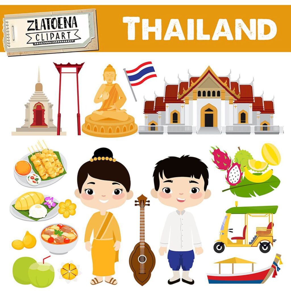 Thailand Clipart Travel Southeast Asia Flag Buddha Culture – MasterBundles