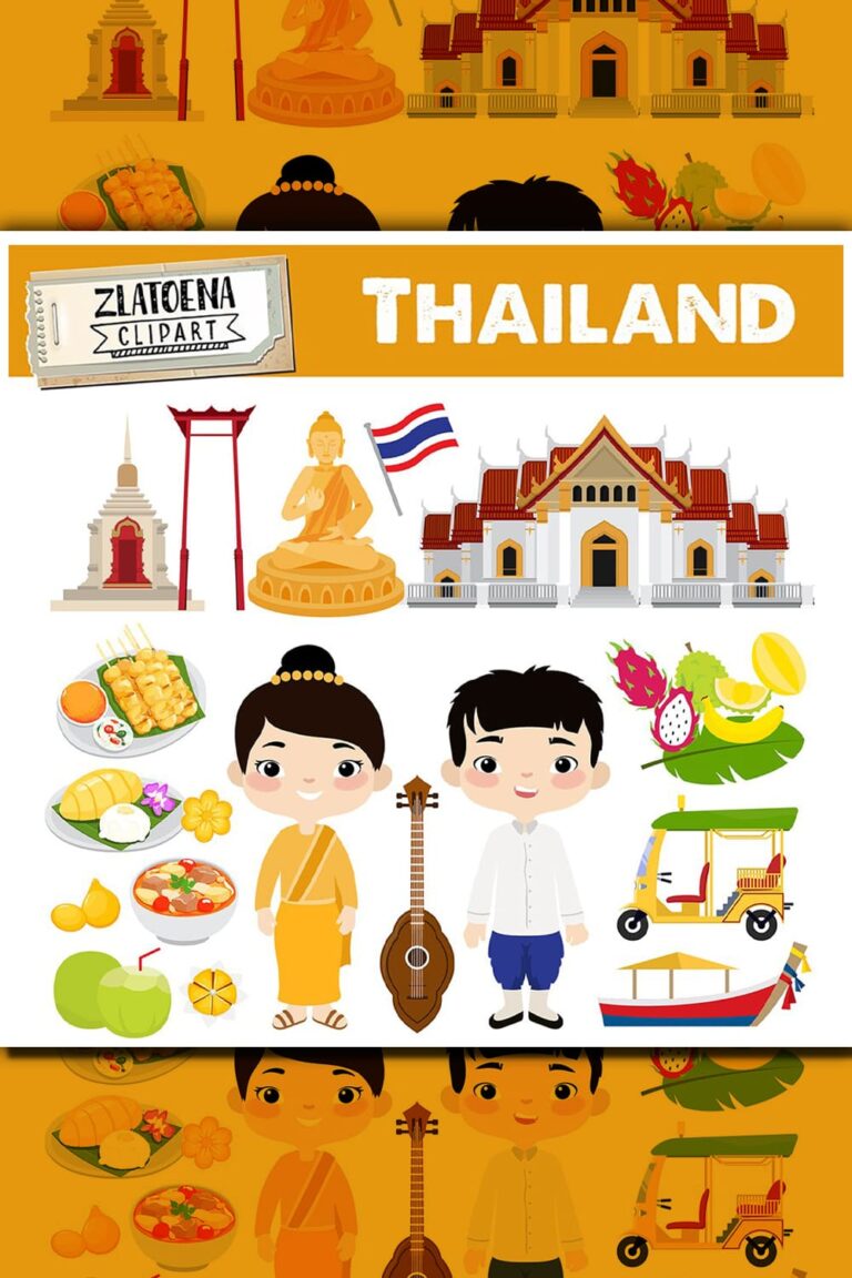 Thailand Clipart Travel Southeast Asia Flag Buddha Culture – MasterBundles