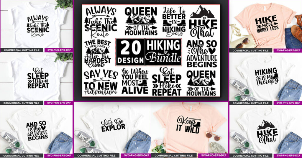 Hiking SVG T-Shirt Design Bundle – MasterBundles