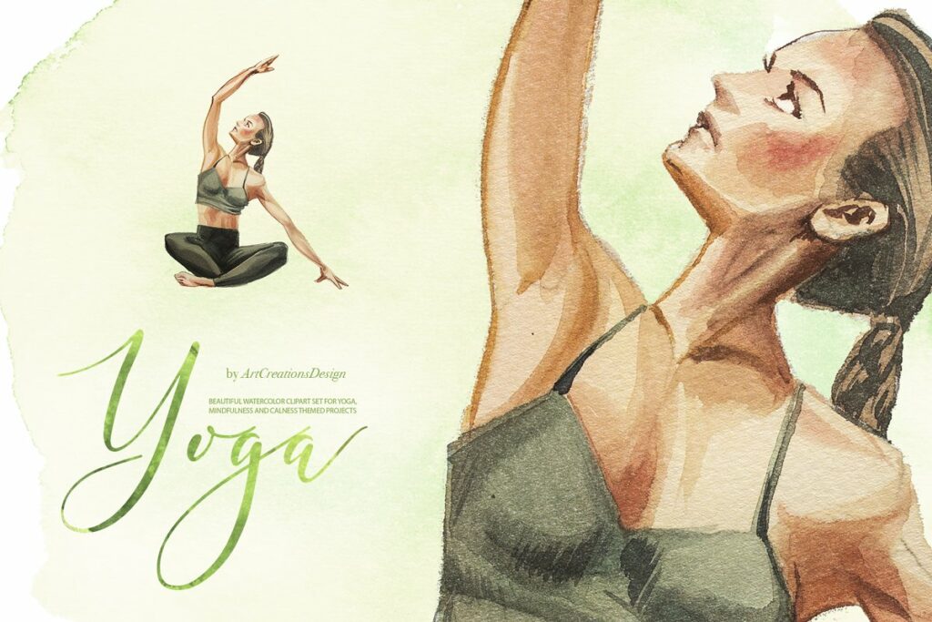 Watercolor Yoga Clipart Set – MasterBundles