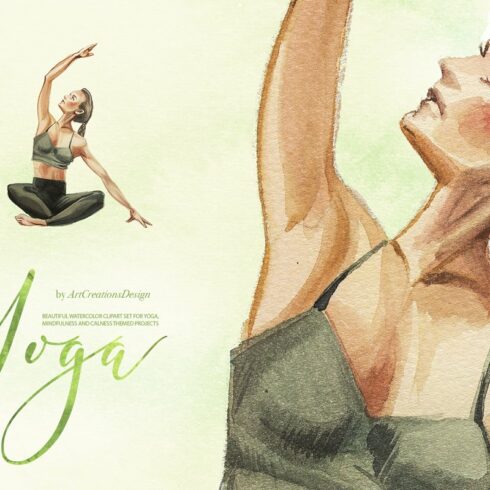 Watercolor Yoga Clipart Set | Master Bundles