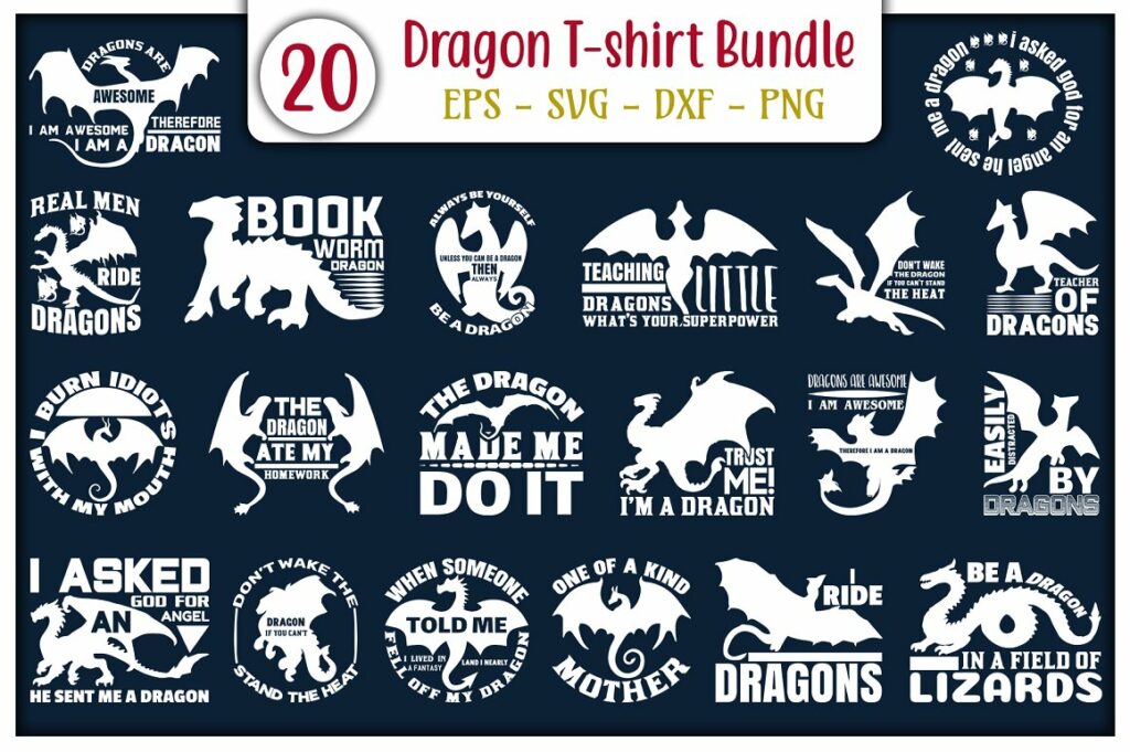 Dragon T-shirt Design Bundle – MasterBundles