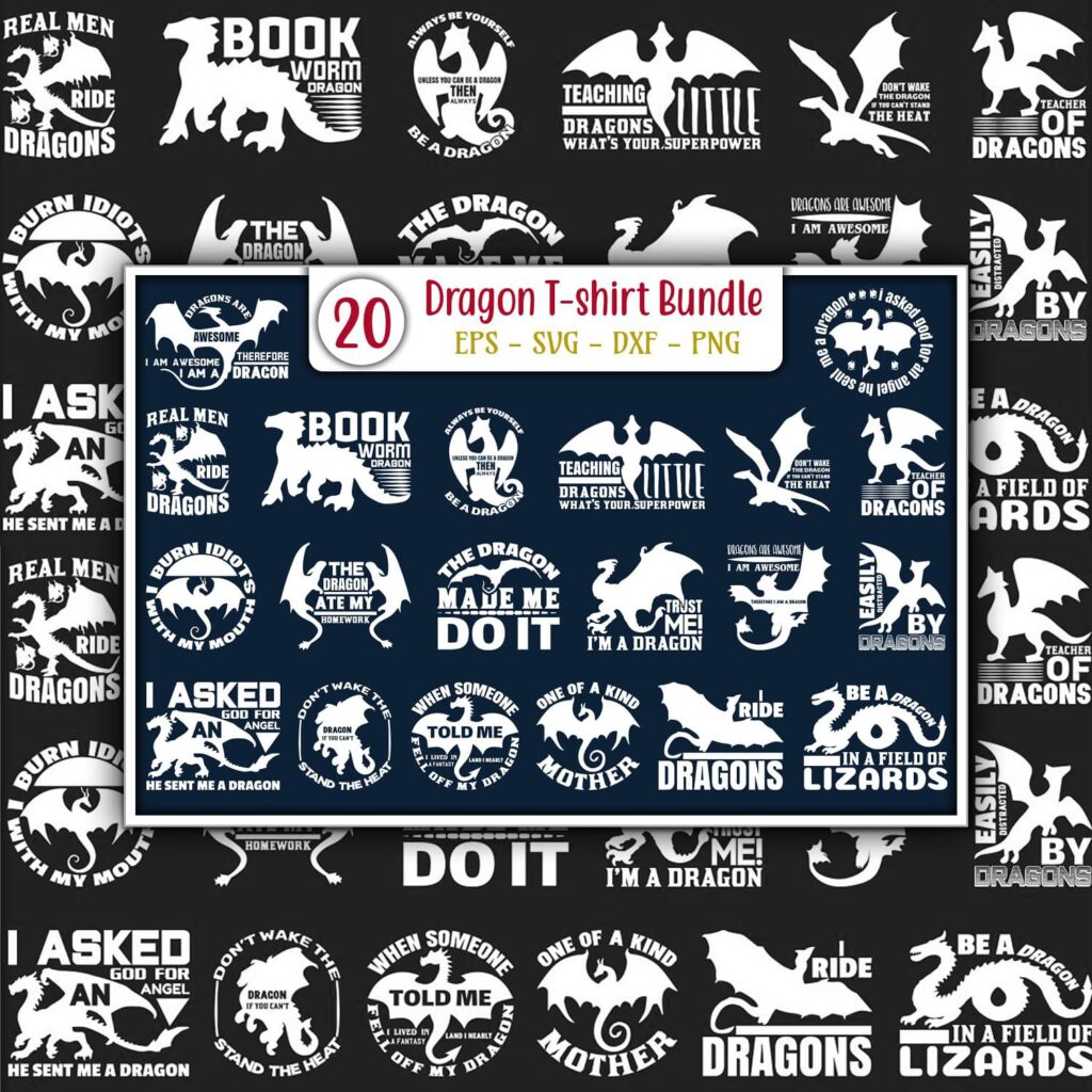 Dragon T-shirt Design Bundle PNG – MasterBundles