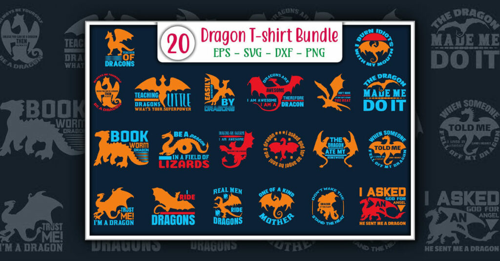 Dragon T-shirt Design Bundle SVG – MasterBundles