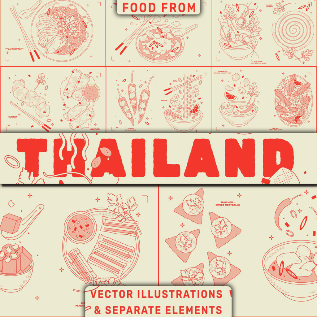 THAI Vector Food Illustration – MasterBundles