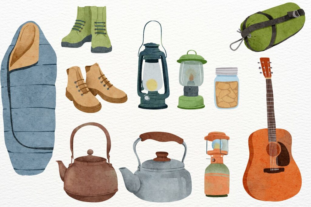 Watercolor Camping & Hiking Clipart – MasterBundles