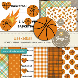 Basketball Digital Papers and Clipart Set – MasterBundles