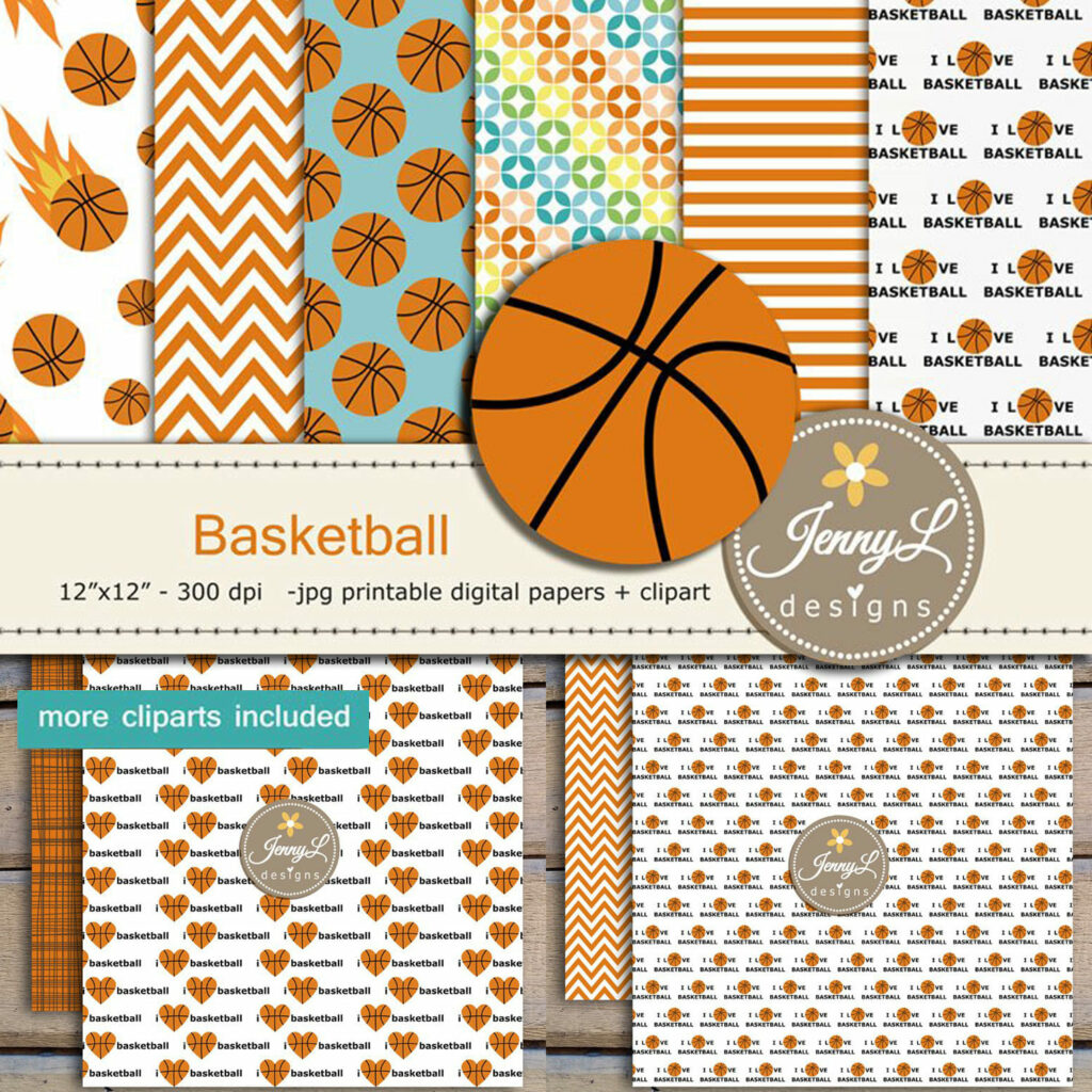 Basketball Digital Papers and Clipart Set – MasterBundles
