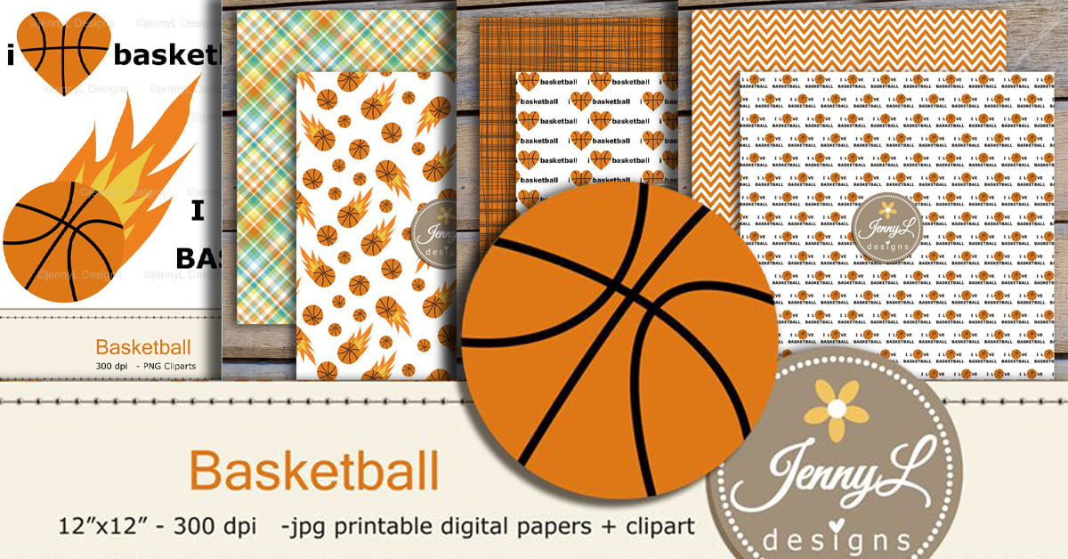 Basketball Digital Papers and Clipart Set – MasterBundles