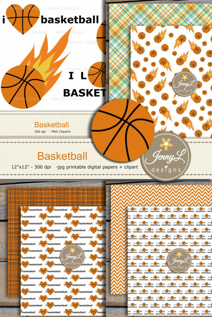 Basketball Digital Papers and Clipart Set – MasterBundles