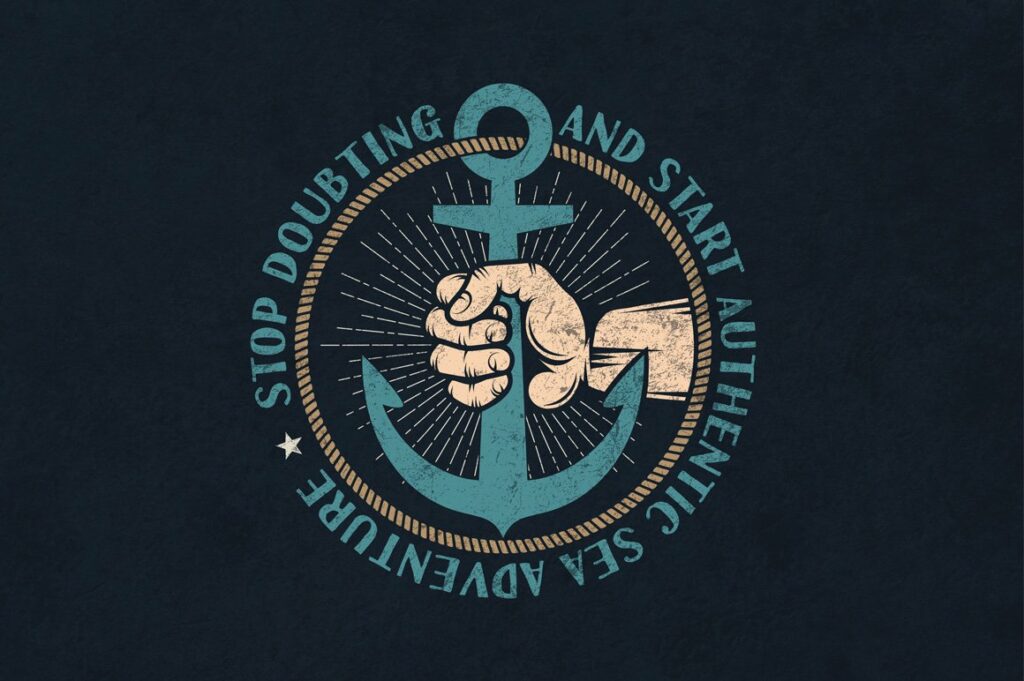 Anchor in Hand Retro Logo – MasterBundles