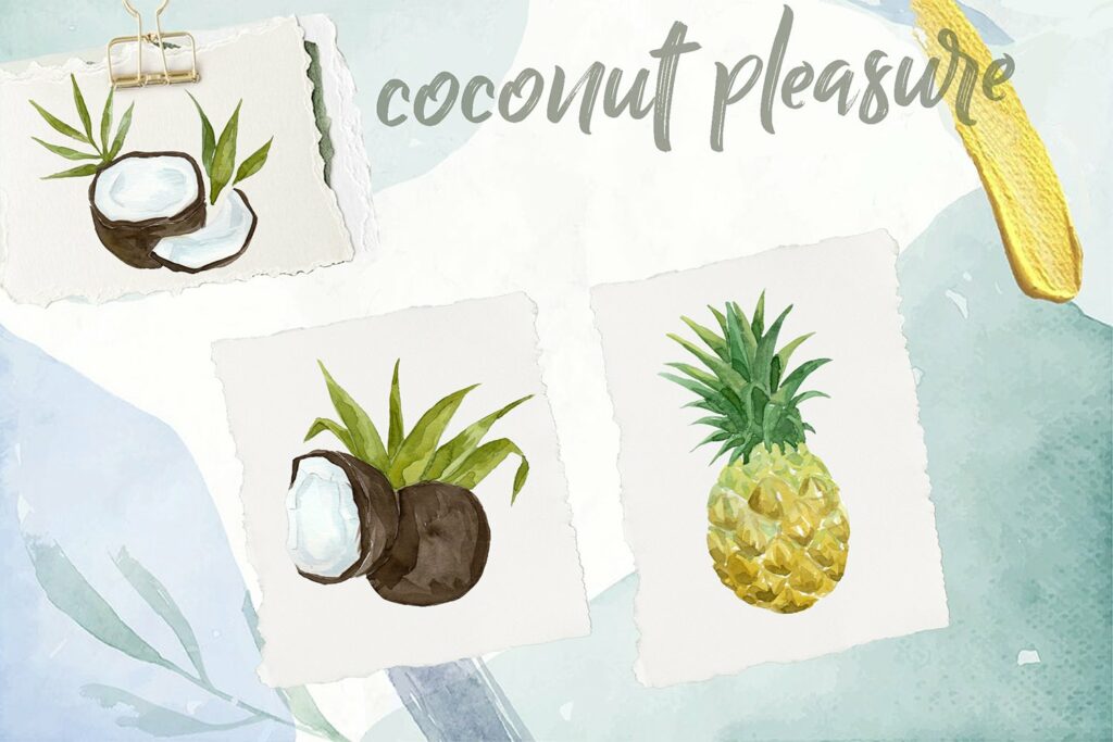 Coconut Watercolor Elements – MasterBundles