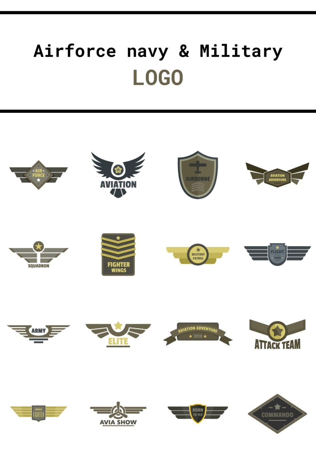 Airforce Navy Military Logo Icons Set, Flat Style – MasterBundles