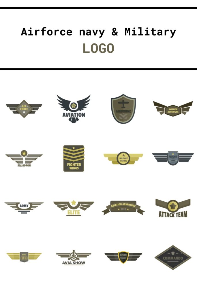 Airforce Navy Military Logo Icons Set, Flat Style – MasterBundles