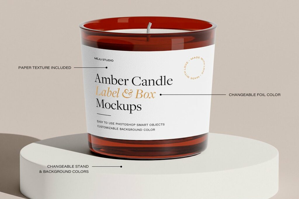 Amber Glass Candle & Box Mockup Set – MasterBundles