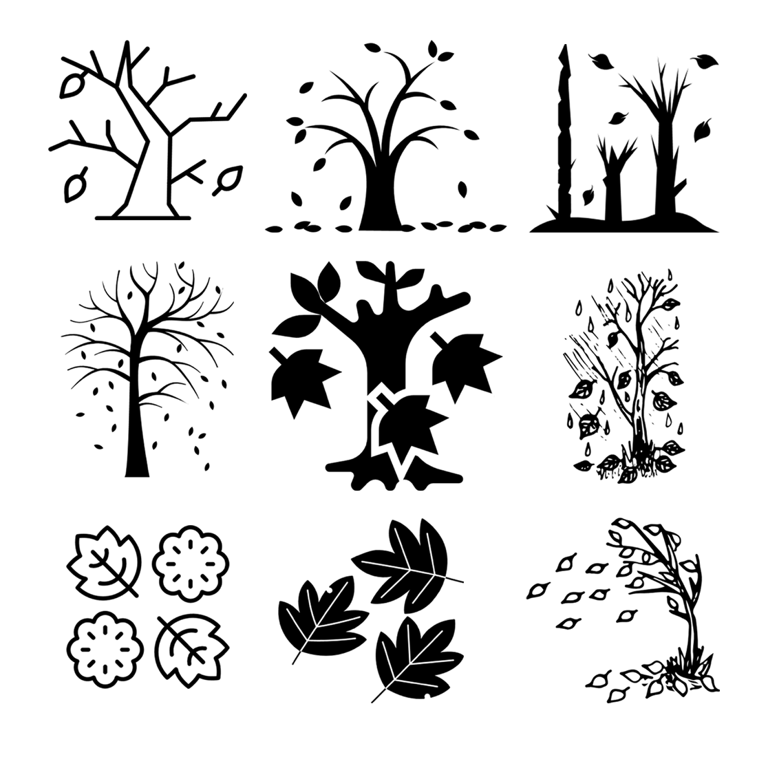 Autumn trees set autmn - MasterBundles