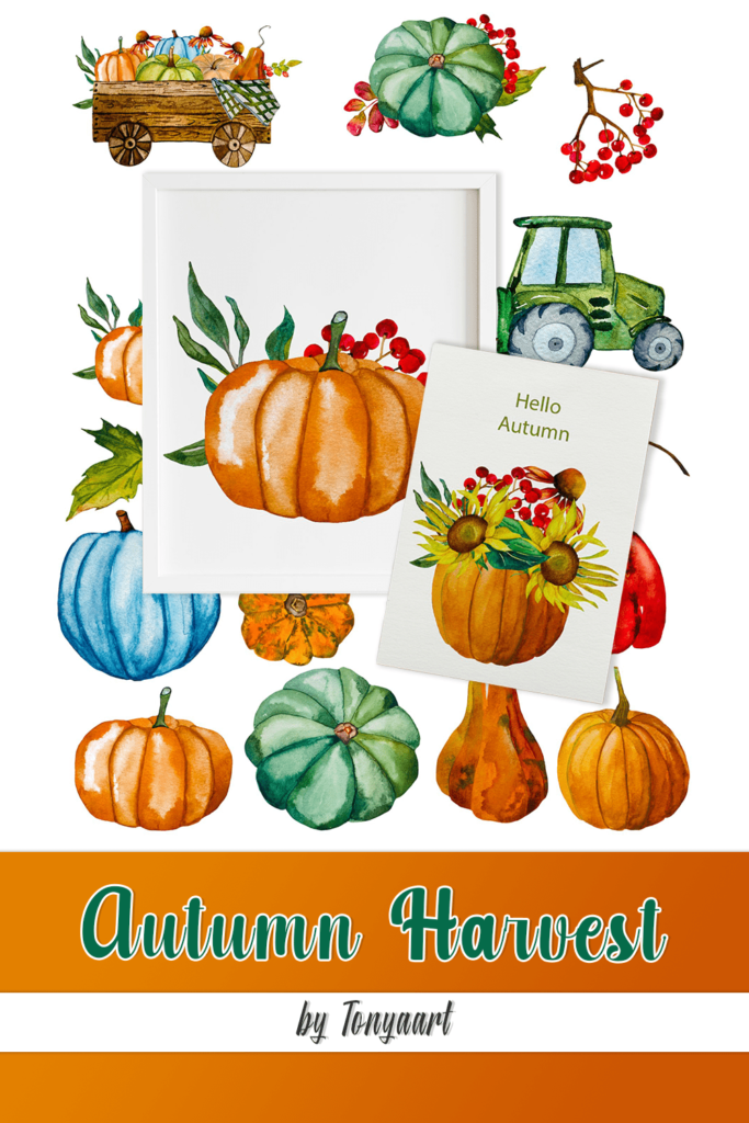 30 Watercolor Autumn Harvest – MasterBundles