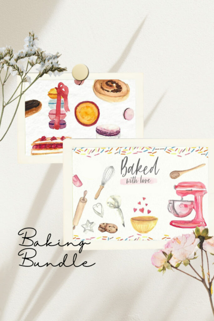 Baking Bundle Watercolor Clipart, Sweets, Treat illustration ...