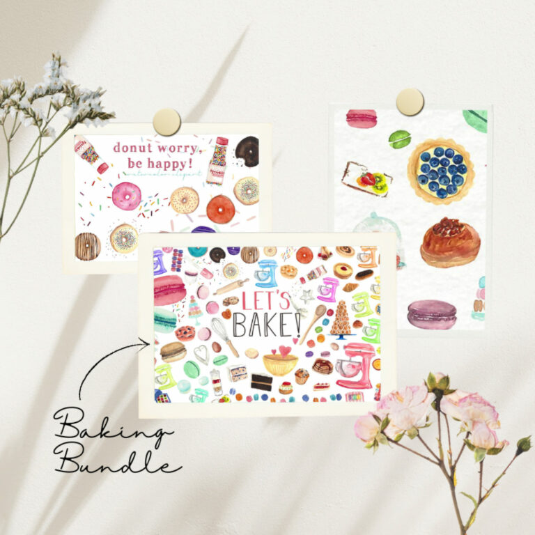 Baking Bundle Watercolor Clipart, Sweets, Treat illustration ...