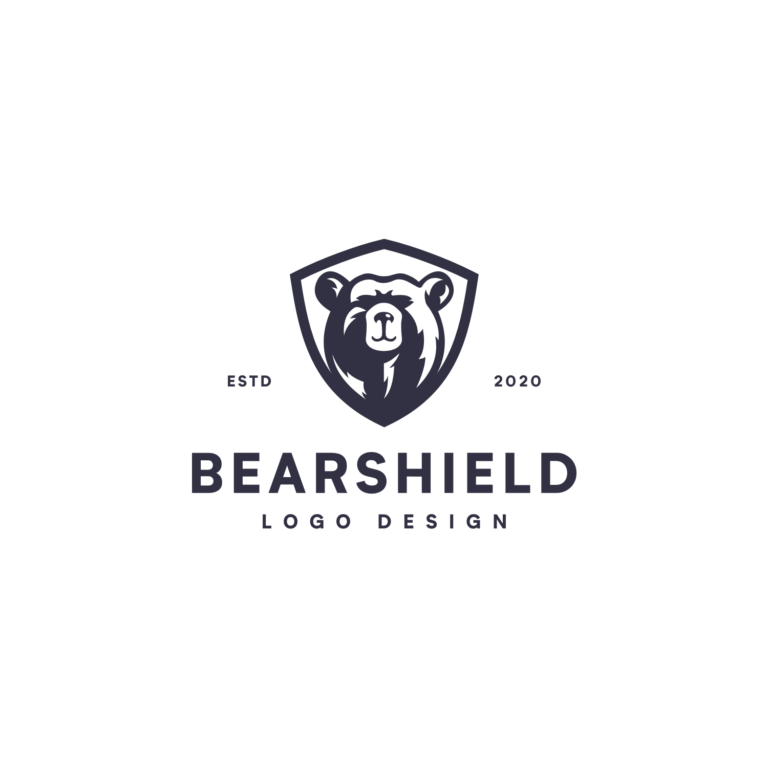 bear shield head logo vector - MasterBundles