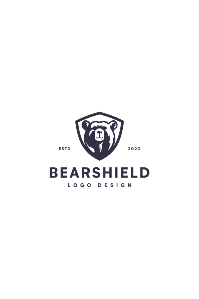 bear shield head logo vector - MasterBundles