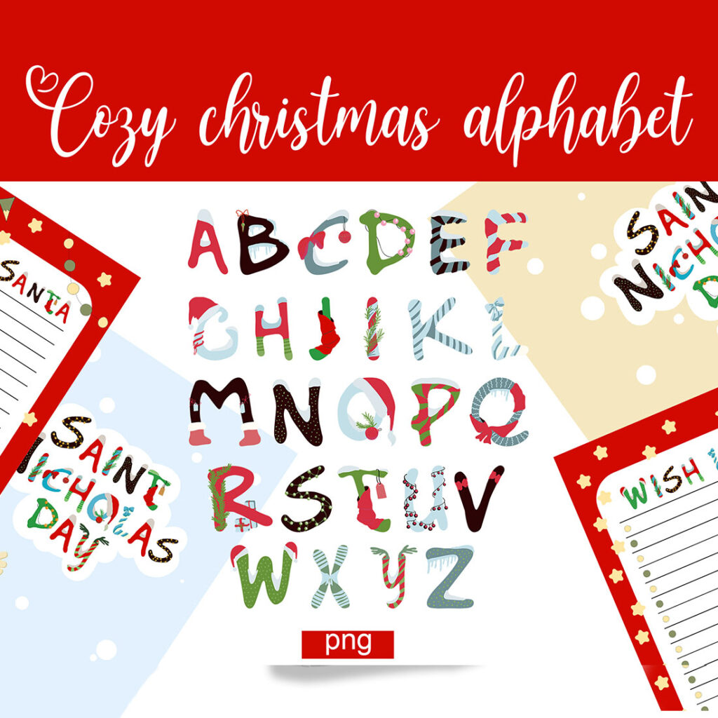 Christmas alphabet PNG. saint nicholas font - MasterBundles
