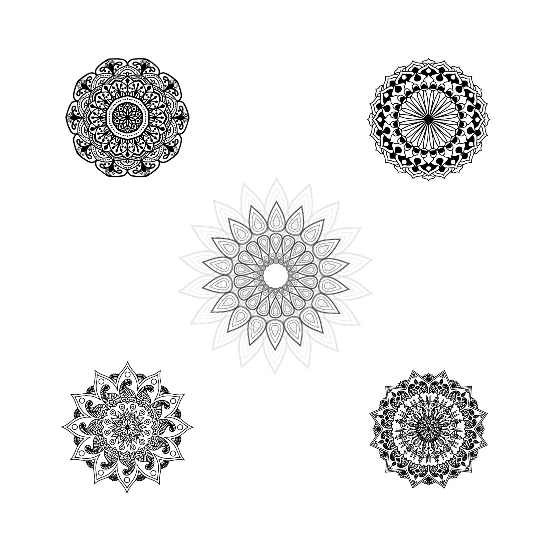 5 Black and white mandala Design - MasterBundles