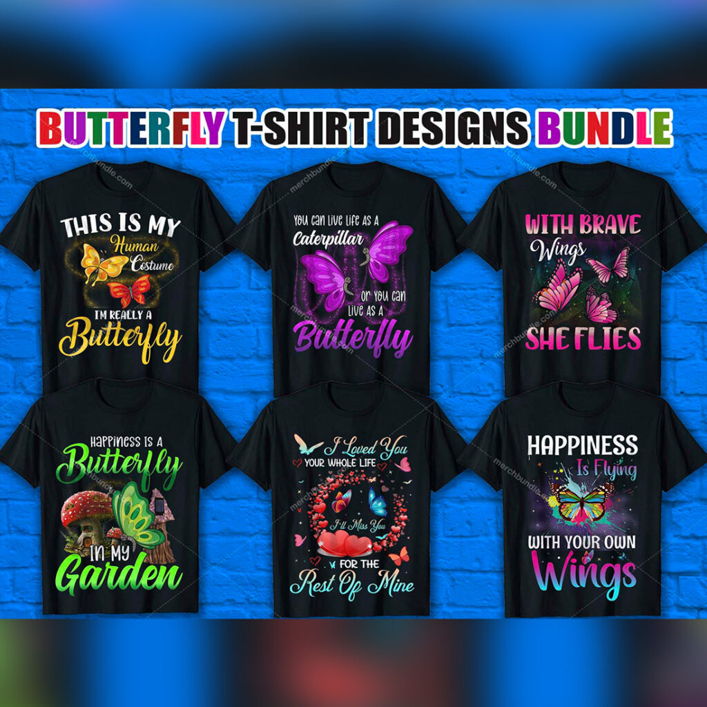 Butterfly T-Shirt Design Bundle - MasterBundles