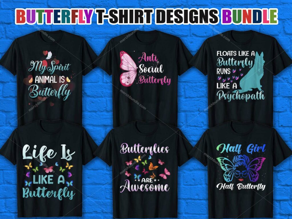 Butterfly T-Shirt Design Bundle - MasterBundles
