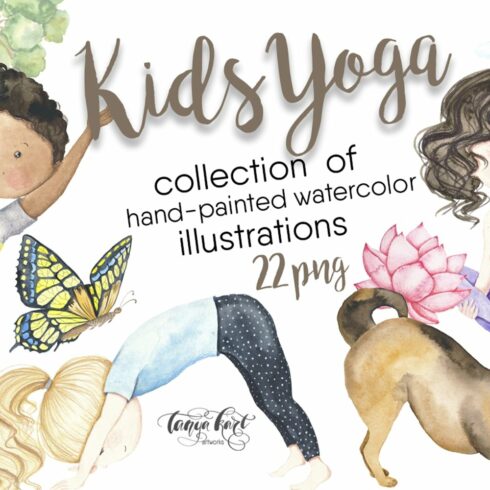 Kids Yoga Watercolor Clip Art | Master Bundles