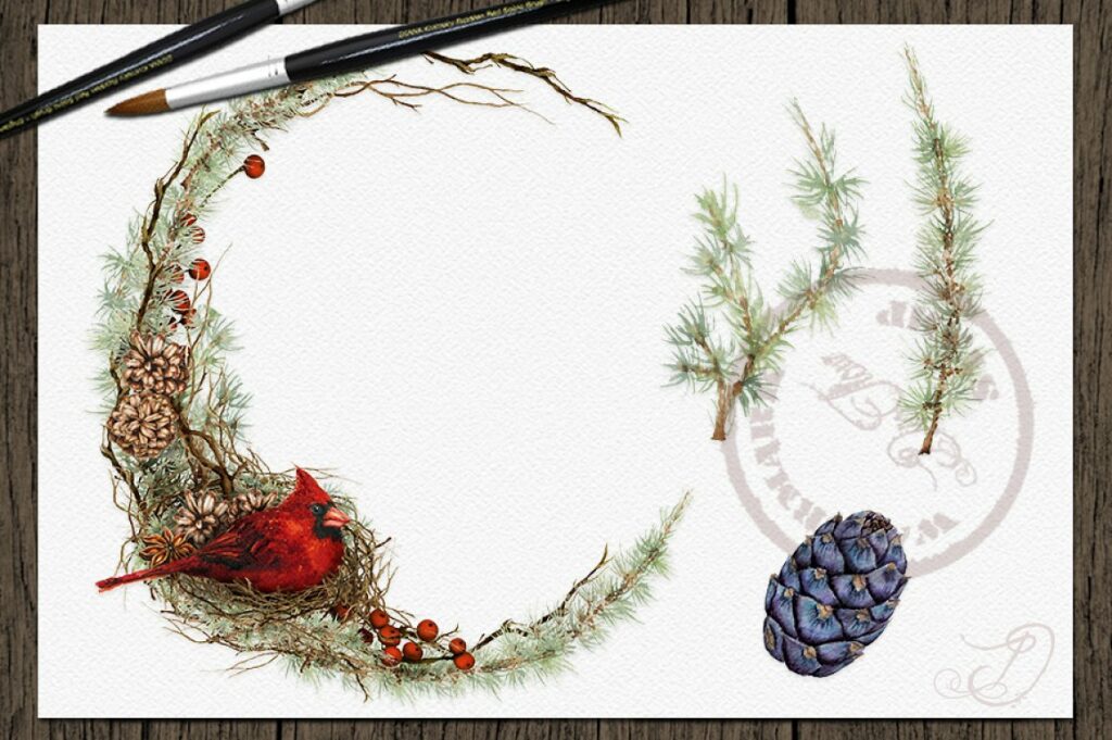 Cardinal Cedar Illustration – MasterBundles