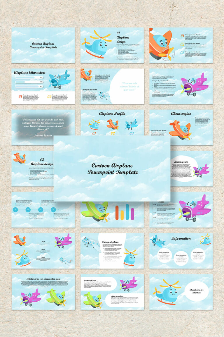 Cartoon Airplane Powerpoint Template – MasterBundles