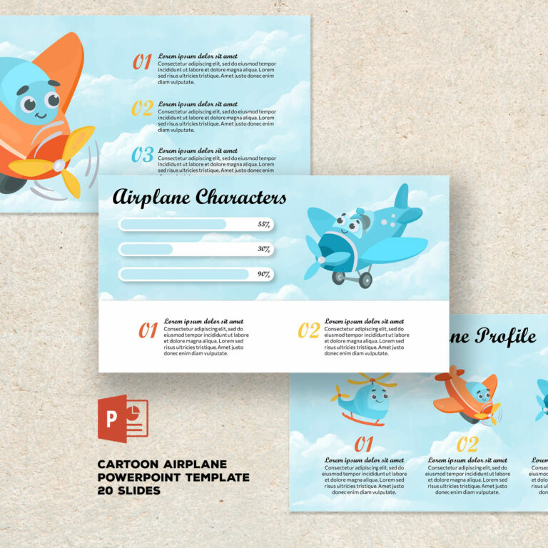 Cartoon Airplane Powerpoint Template – MasterBundles