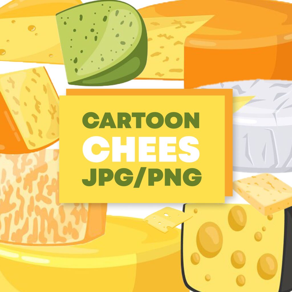 Cartoon Cheese. Dairy Products Types, Cheddar, Parmesan, Bri ...