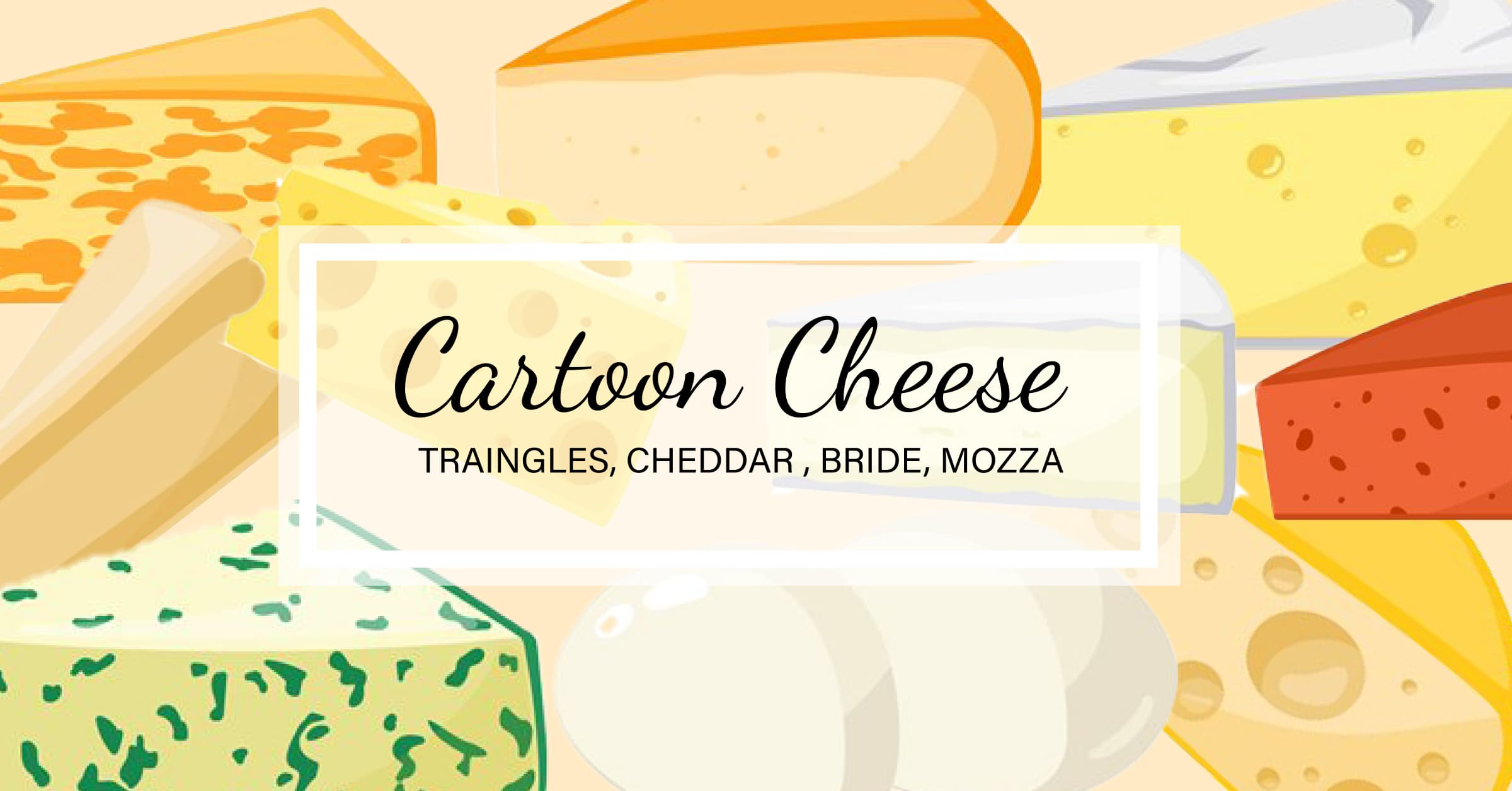 Cartoon Cheese Types. Cheese Triangles, Cheddar, Brie, Mozza ...